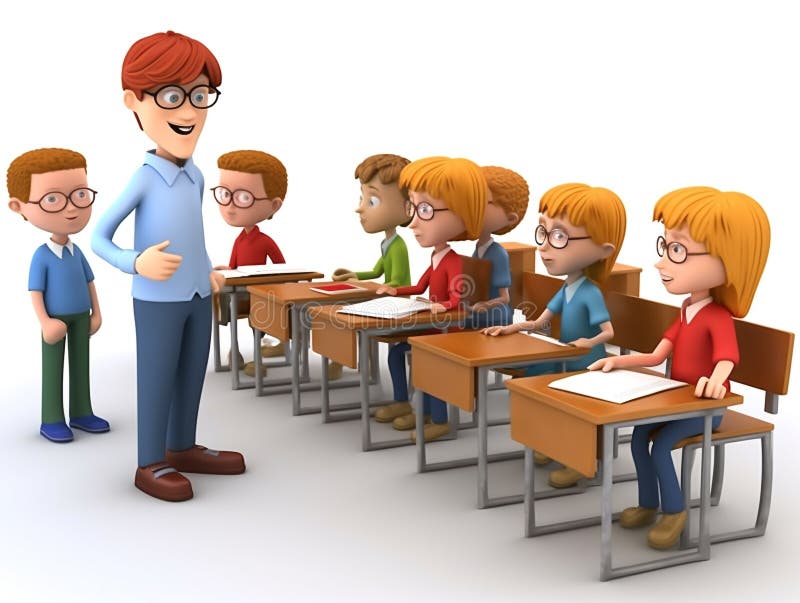 3D Cartoon Illustration Showing a Teacher Teaching in the Classroom ... 3D Cartoon Illustration Showing a Teacher Teaching in the Classroom ...