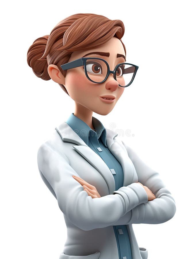 3D Cartoon Illustration Showing a Young Scientist Working in a ...