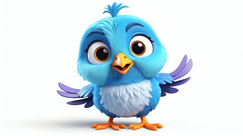 3d Cartoon Image of a Cute Happy Bird Isolated on Whit Ai Generated ...