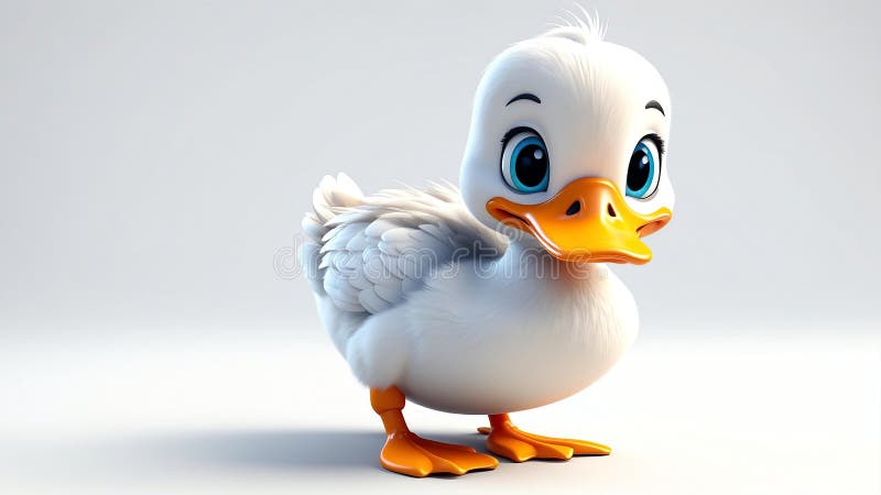 3d Cartoon Image of a Cute Happy Duck Isolated on Whit Ai Generated ...