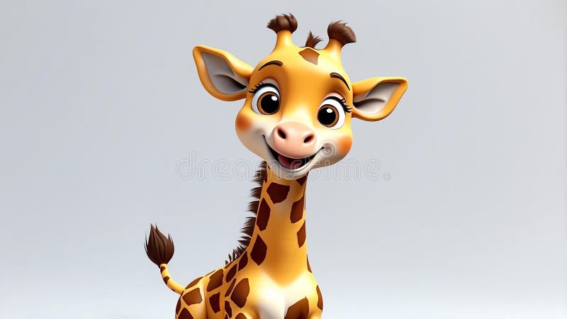 3d Cartoon Image of a Cute Happy Giraffe Isolated on W Ai Generated ...