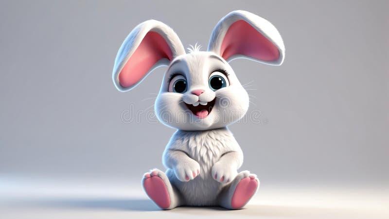 3d Cartoon Image of a Cute Happy Rabbit Isolated on Wh Ai Generated ...