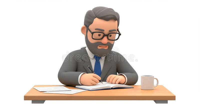 3D Cartoon Journalists daily Notes a Cartoon Journalist Diligently ...