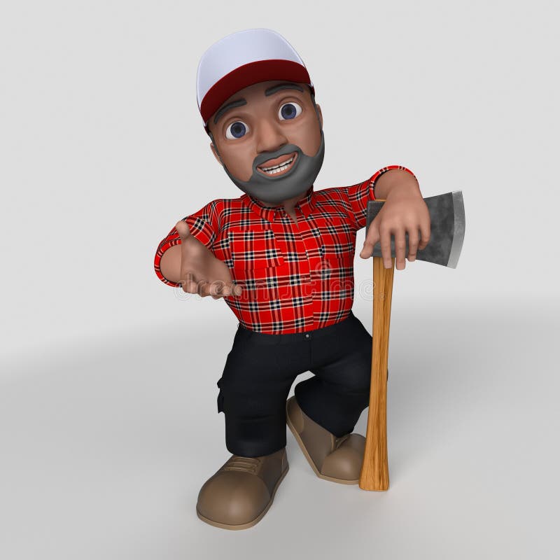 3D Cartoon Lumberjack Character Stock Illustration - Illustration of ...