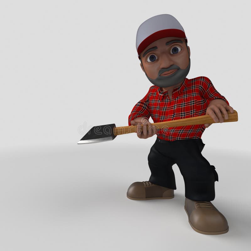 3D Cartoon Lumberjack Character Stock Illustration - Illustration of ...