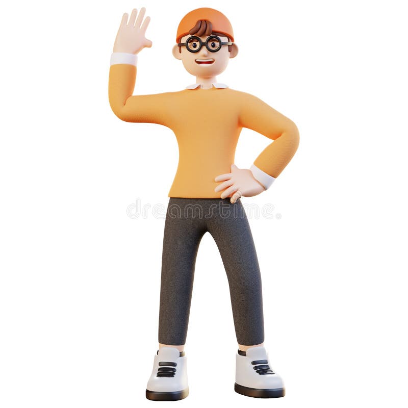 Cartoon Male Character Waving Hello Stock Illustration - Illustration ...