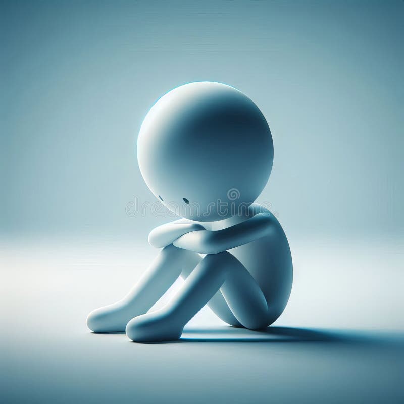 3D stickman sitting alone stock illustration. Illustration of sitting ...