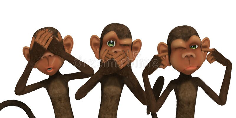3d Cartoon Monkeys: Isolation Concept Stock Illustration - Illustration ...