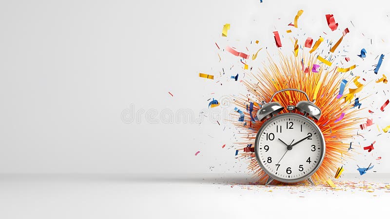 3D Cartoon New Years Countdown with Firework Display Stock Illustration ...