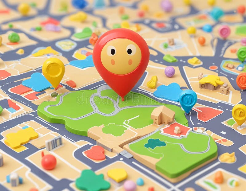 3d Cartoon Pin Location- Generated by Ai Stock Illustration ...
