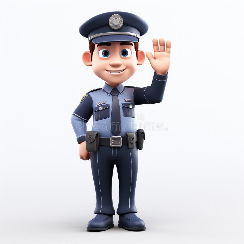 3d Cartoon Police Character on Transparent Background Stock Photo ...