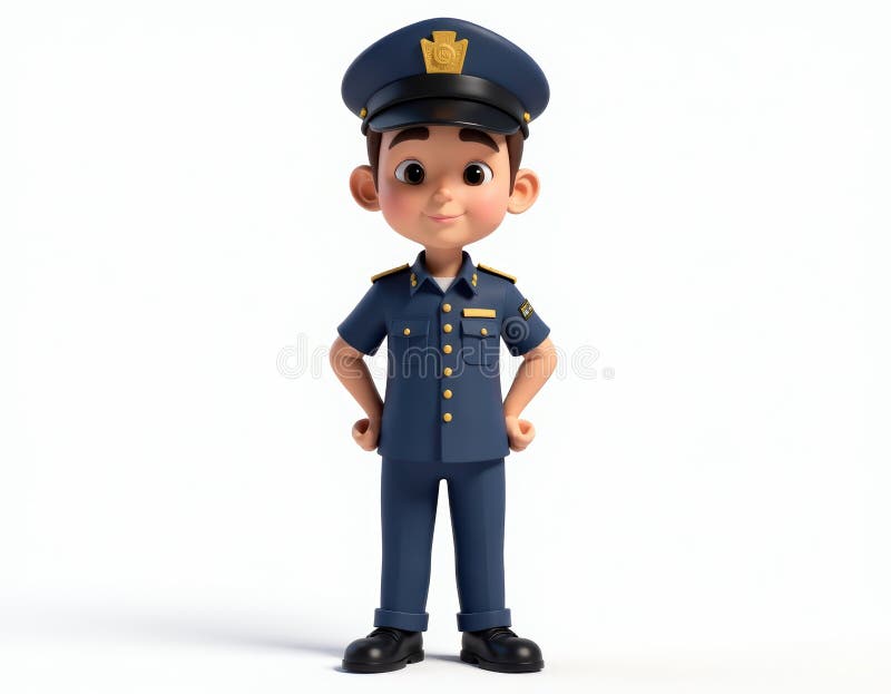 3D Cartoon Police Officer stock illustration. Illustration of child ...