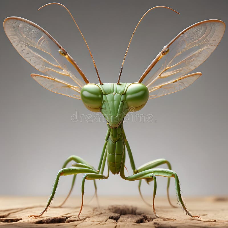3D Cartoon of the Praying Mantis Close-up in the Forest Stock ...