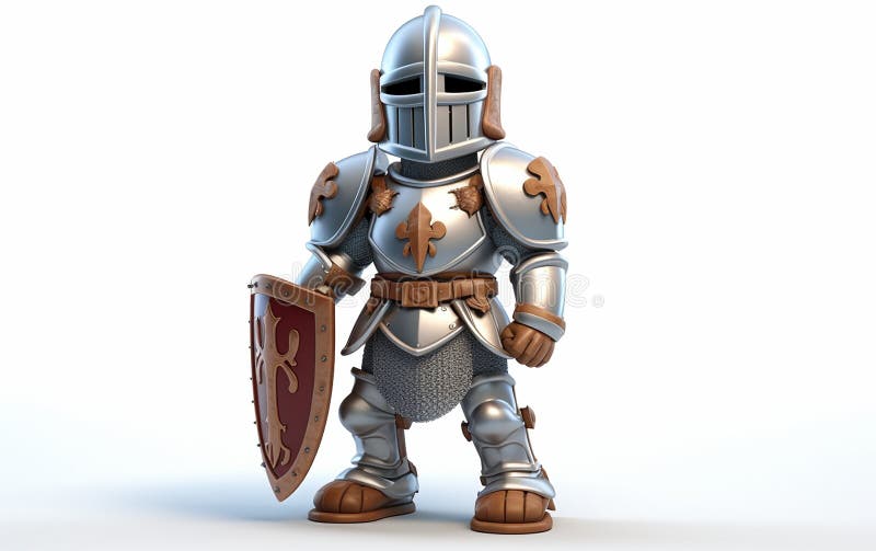 3D Cartoon Render of a Knight on a White Background Stock Illustration ...