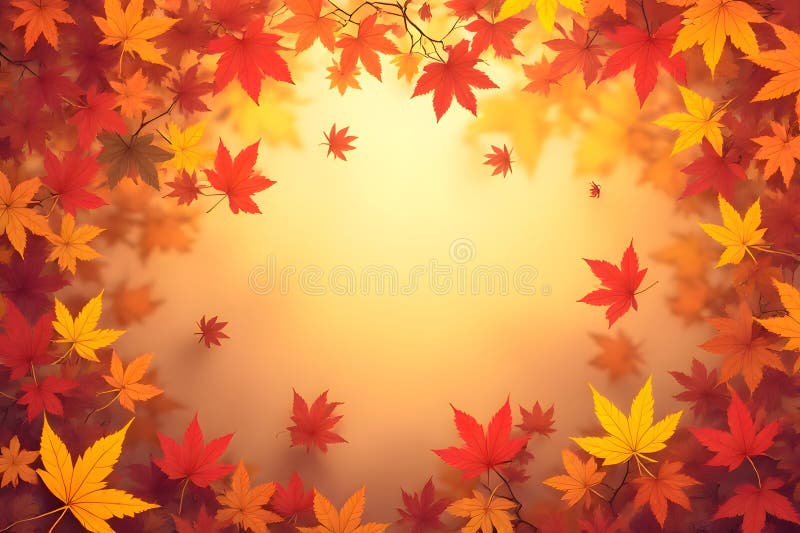 3d Cartoon, Render Many Colorful Maple Leaves Full Background Stock ...