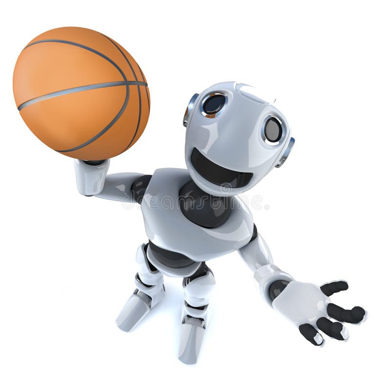 3d Robot Playing Basketball Stock Illustration - Illustration of ...