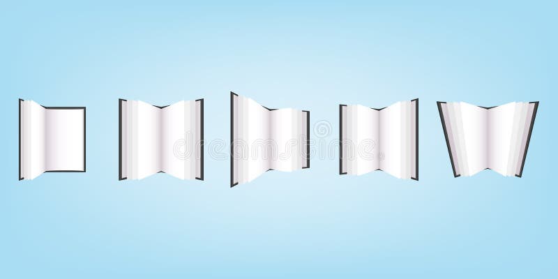 3D Cartoon Set Collection Wide Open Page of Black Book in Different ...