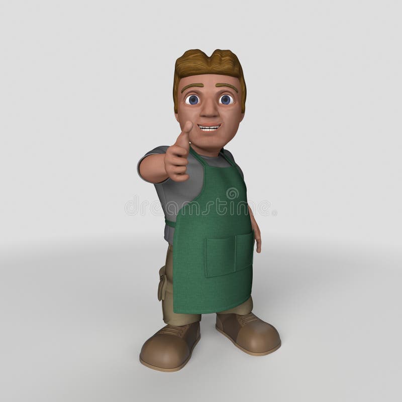3D Cartoon Shop Keeper Character Stock Illustration - Illustration of ...