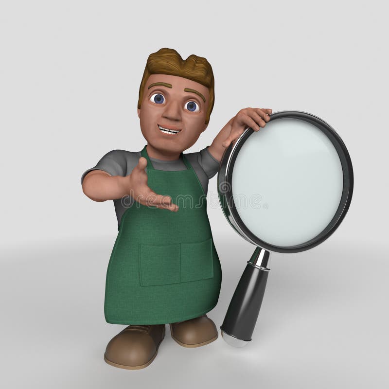 3D Cartoon Shop Keeper Character Stock Illustration - Illustration of ...