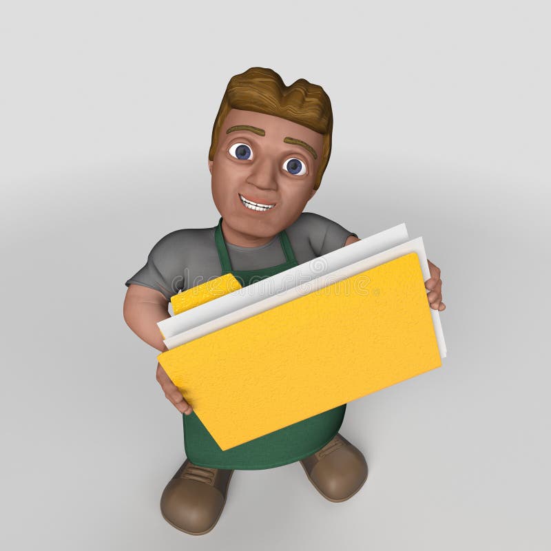 3D Cartoon Shop Keeper Character Stock Illustration - Illustration of ...