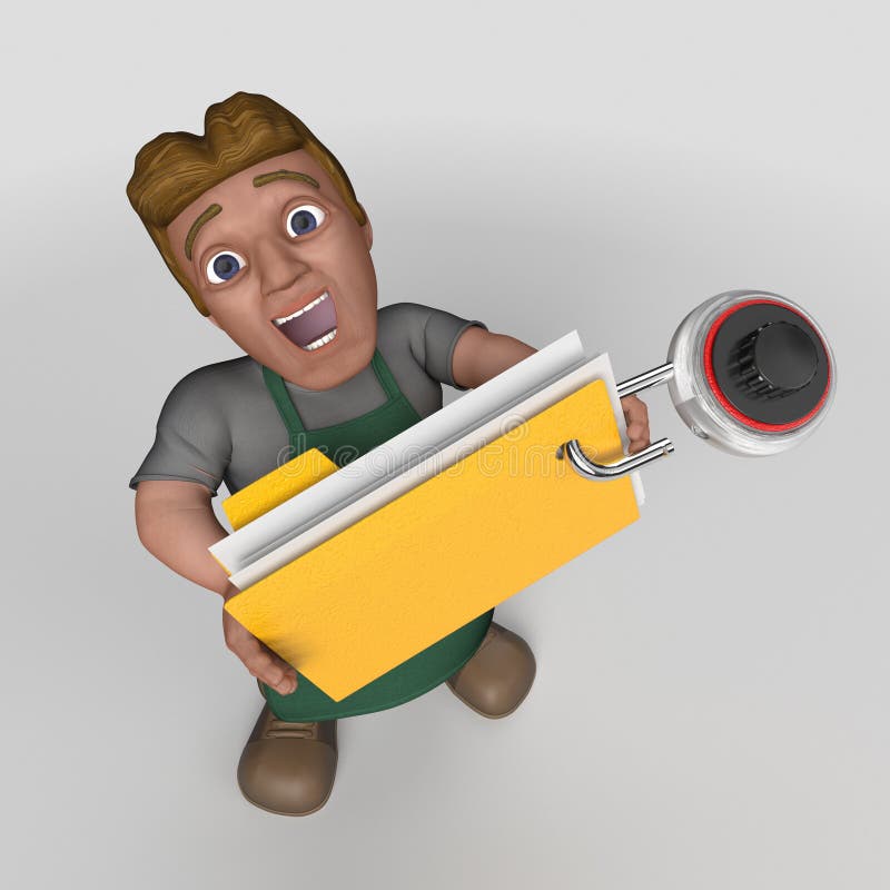 3D Cartoon Shop Keeper Character Stock Illustration - Illustration of ...