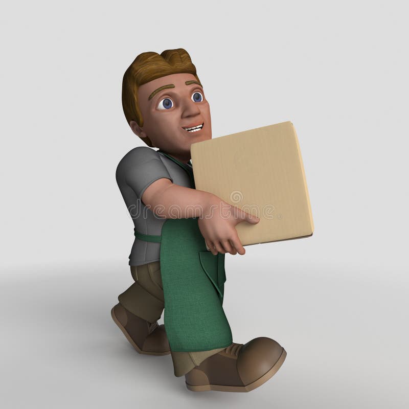 3D Cartoon Shop Keeper Character Stock Illustration - Illustration of ...