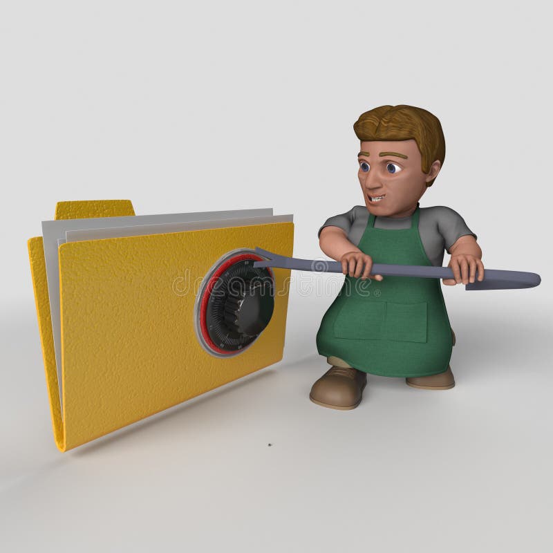 3D Cartoon Shop Keeper Character Stock Illustration - Illustration of ...