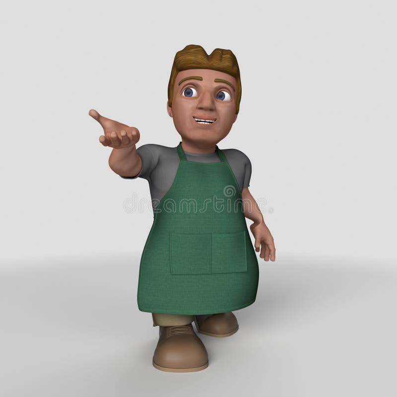 3D Cartoon Shop Keeper Character Stock Illustration - Illustration of ...