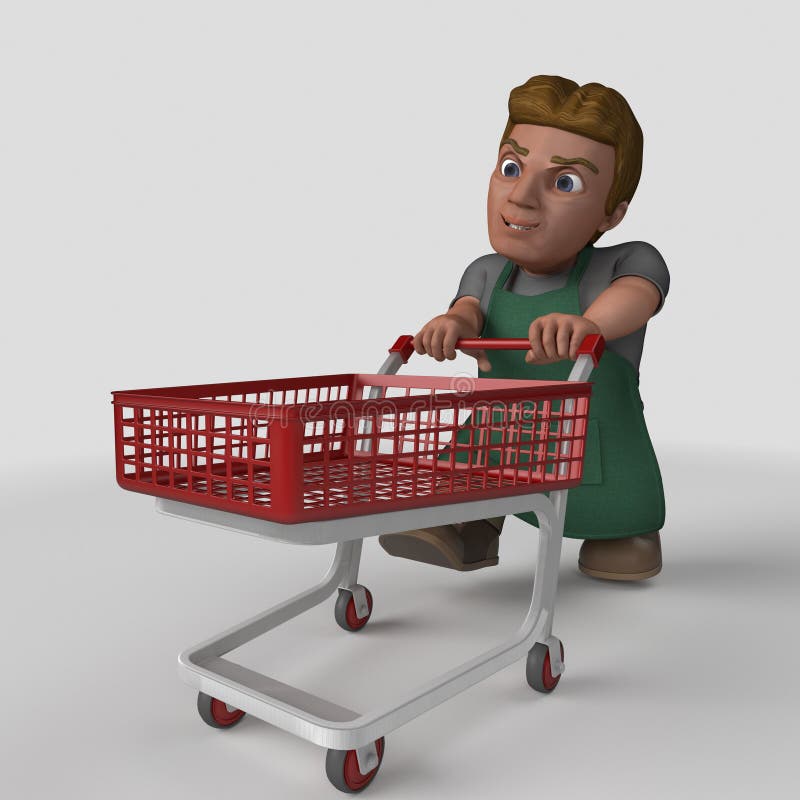 3D Cartoon Shop Keeper Character Stock Illustration - Illustration of ...