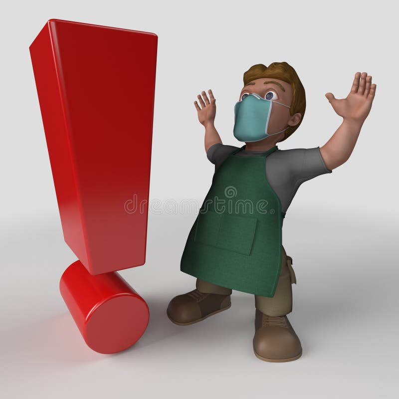 3D Cartoon Shop Keeper Character Stock Illustration - Illustration of ...