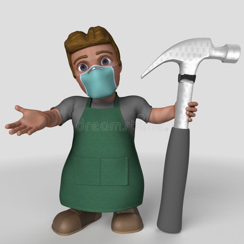 3D Cartoon Shop Keeper Character Stock Illustration - Illustration of ...
