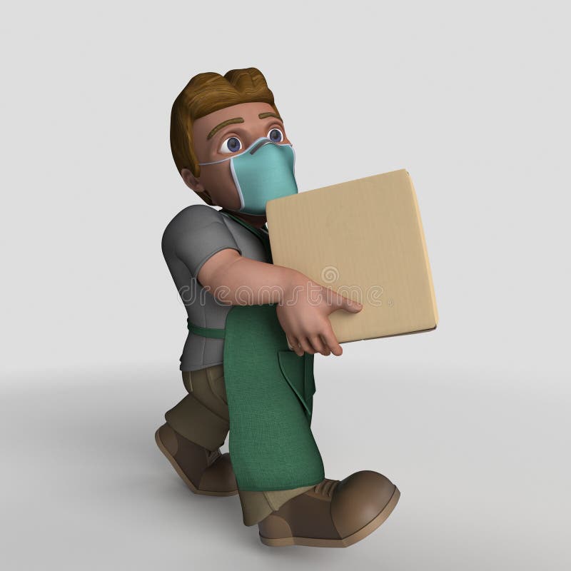 3D Cartoon Shop Keeper Character Stock Illustration - Illustration of ...