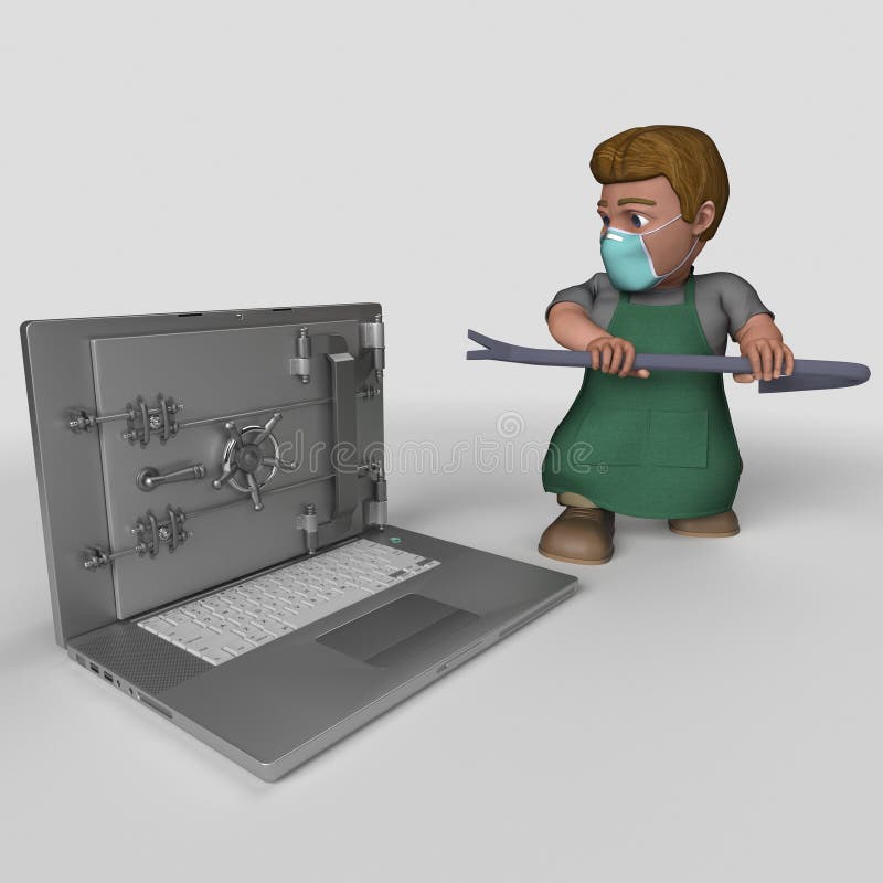 3D Cartoon Shop Keeper Character Stock Illustration - Illustration of ...