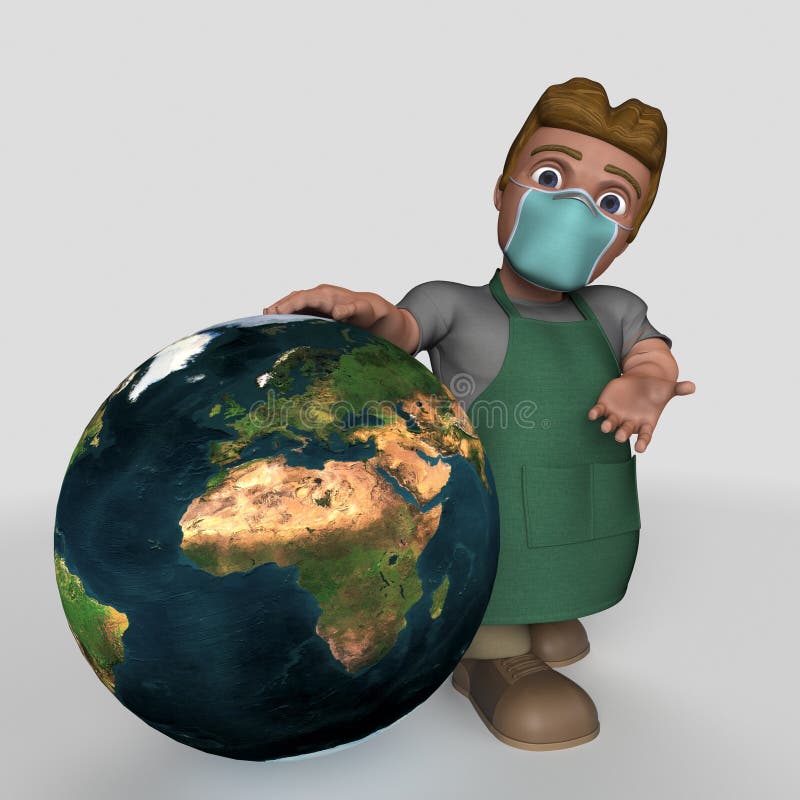 3D Cartoon Shop Keeper Character Stock Illustration - Illustration of ...