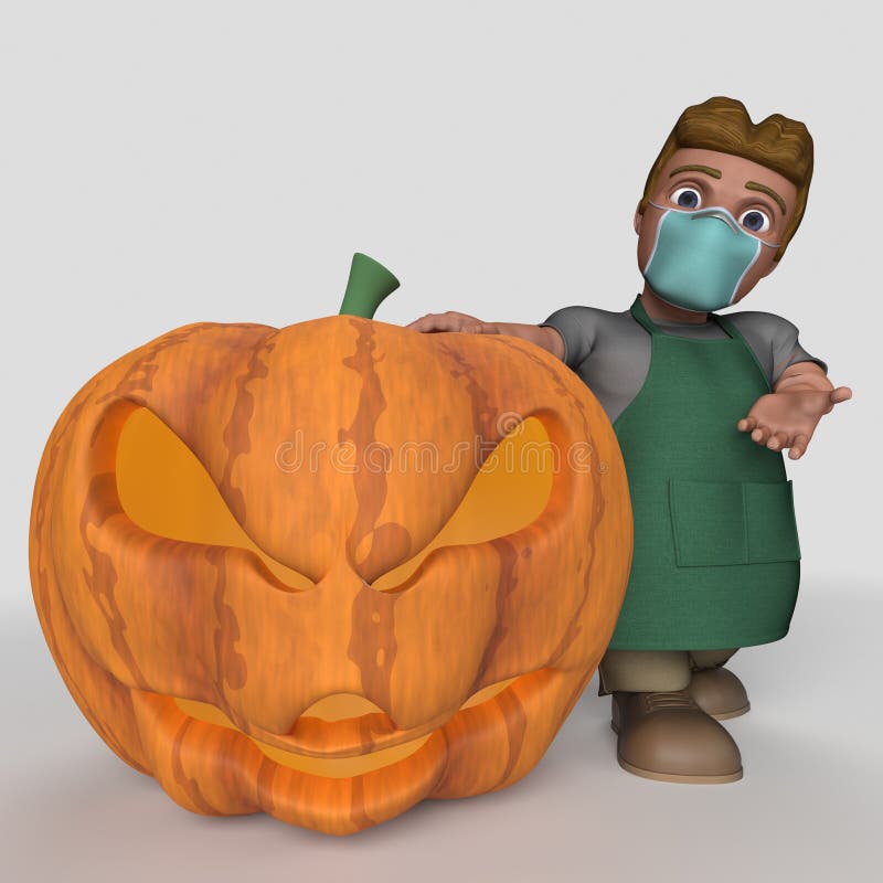 3D Cartoon Shop Keeper Character Stock Illustration - Illustration of ...