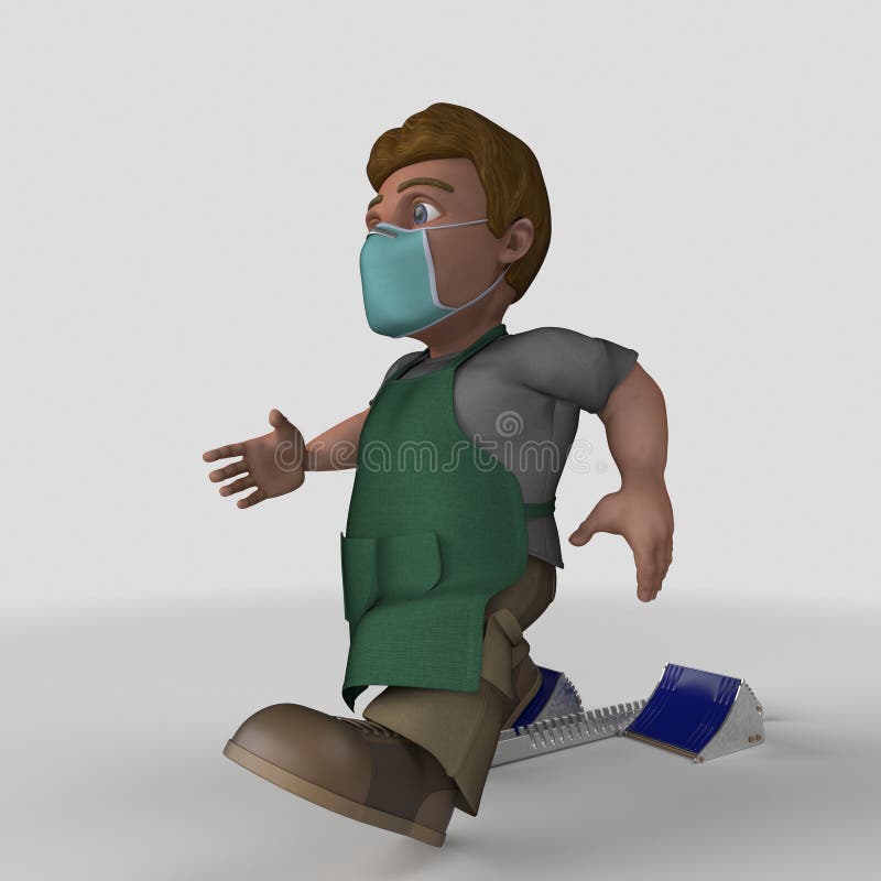 3D Cartoon Shop Keeper Character Stock Illustration - Illustration of ...