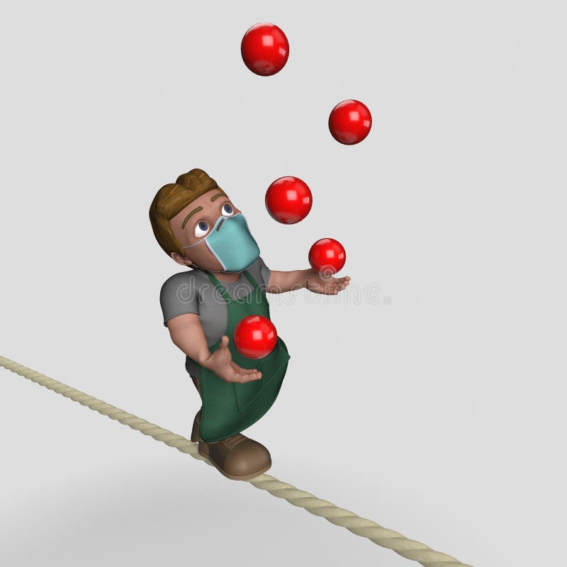 3D Cartoon Shop Keeper Character Stock Illustration - Illustration of ...