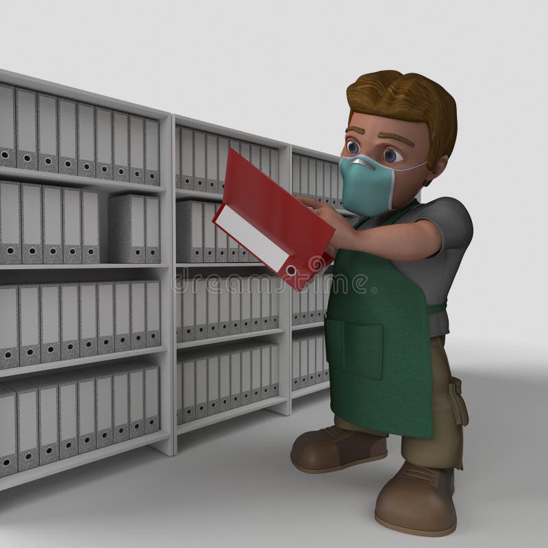 3D Cartoon Shop Keeper Character Stock Illustration - Illustration of ...