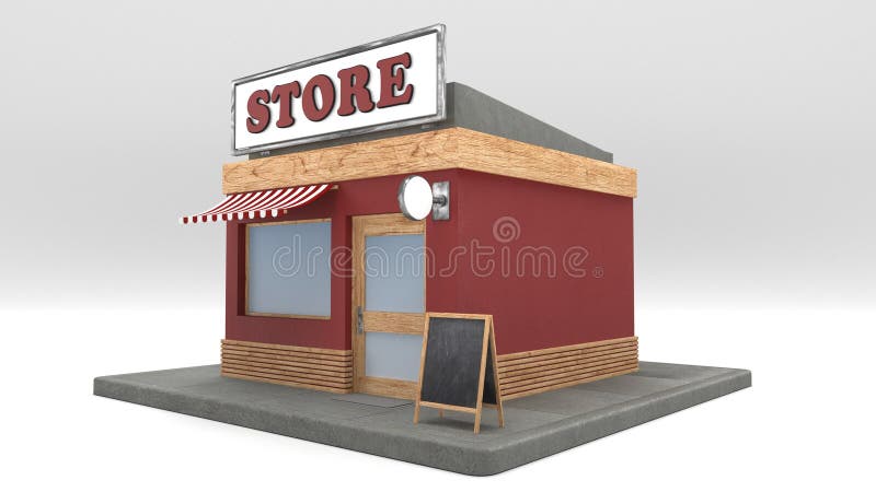 3D Cartoon Shop stock illustration. Illustration of food - 254982731