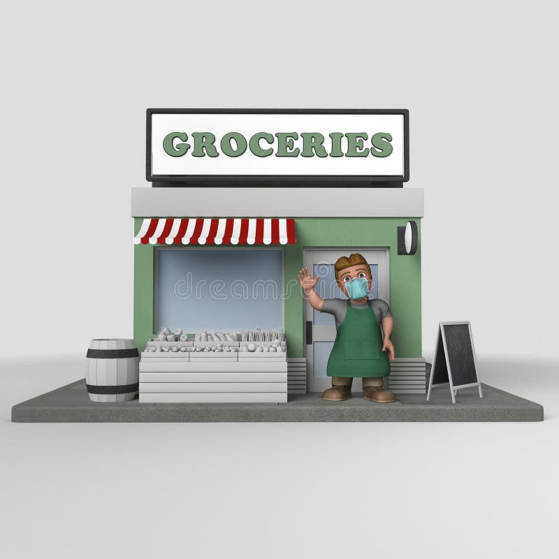 3D Cartoon Shop Keeper Character Stock Illustration - Illustration of ...