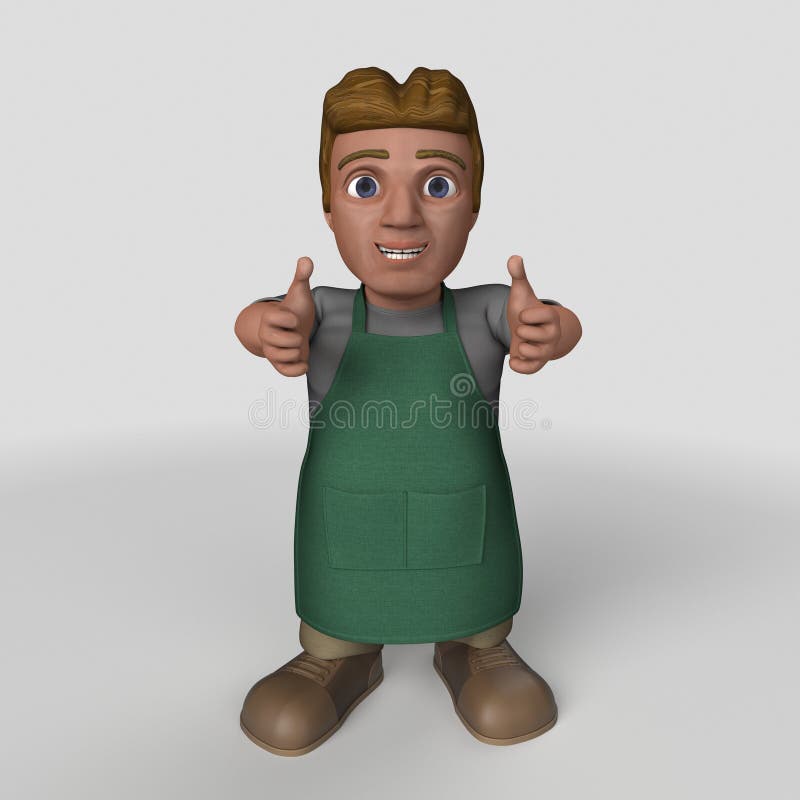 3D Cartoon Shop Keeper Character Stock Illustration - Illustration of ...