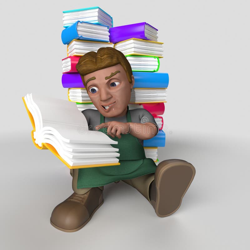 3D Cartoon Shop Keeper Character Stock Illustration - Illustration of ...