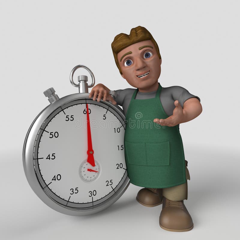 3D Cartoon Shop Keeper Character Stock Illustration - Illustration of ...