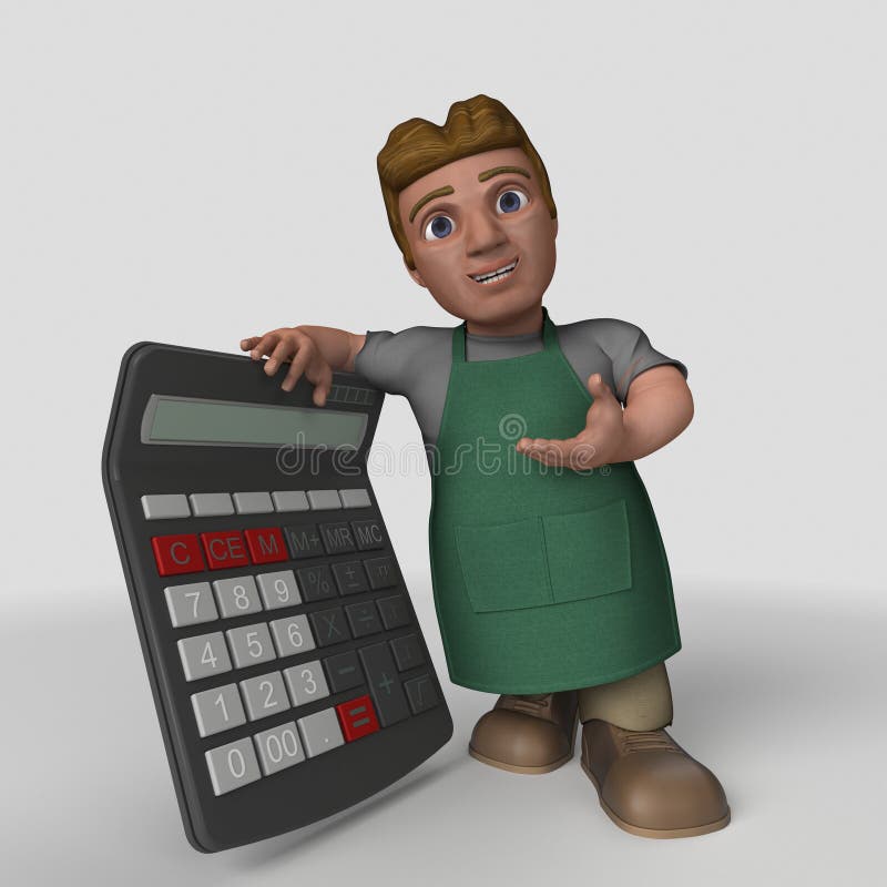 3D Cartoon Shop Keeper Character Stock Illustration - Illustration of ...