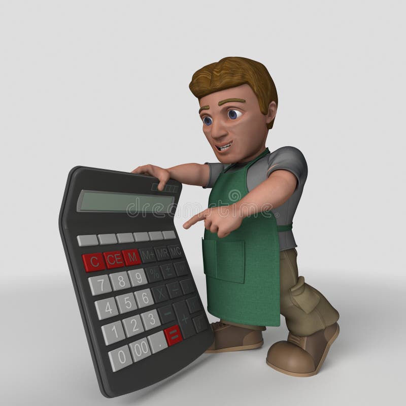 3D Cartoon Shop Keeper Character Stock Illustration - Illustration of ...