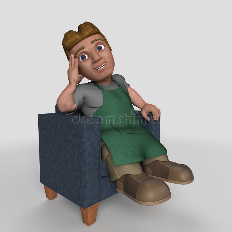 3D Cartoon Shop Keeper Character Stock Illustration - Illustration of ...