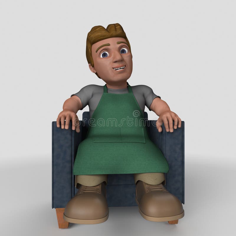 3D Cartoon Shop Keeper Character Stock Illustration - Illustration of ...