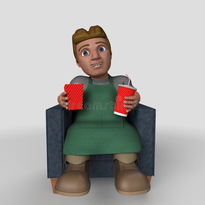 3D Cartoon Shop Keeper Character Stock Illustration - Illustration of ...