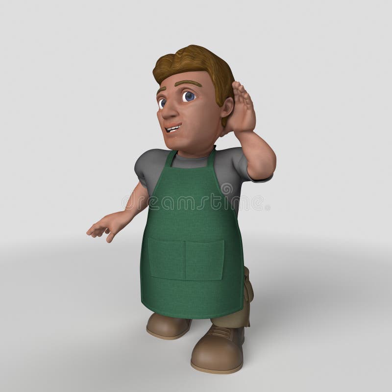 3D Cartoon Shop Keeper Character Stock Illustration - Illustration of ...