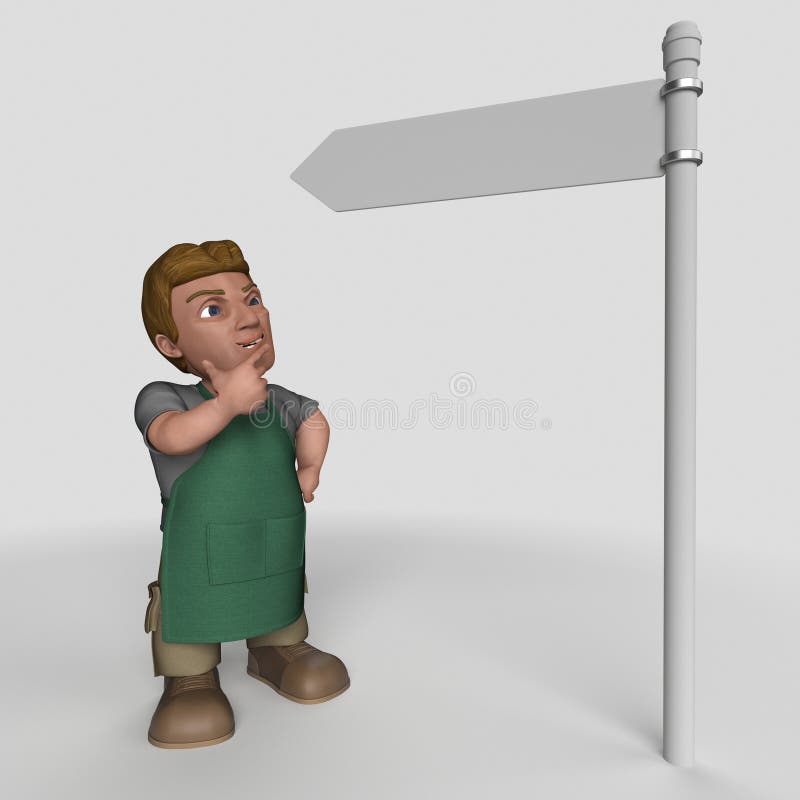 3D Cartoon Shop Keeper Character Stock Illustration - Illustration of ...